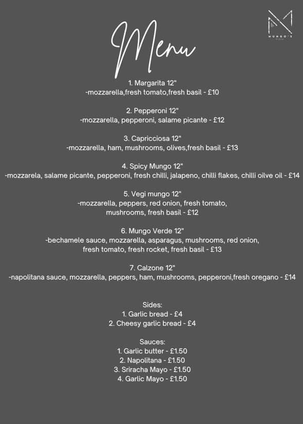 Menus & Opening Hours - The White House